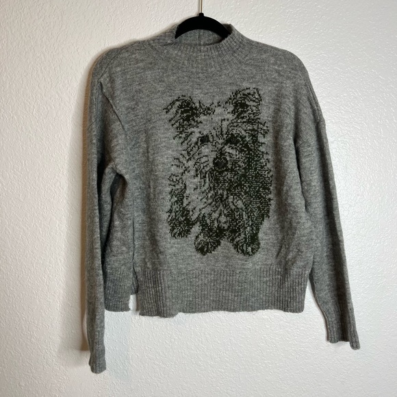 Moth | Sweaters | Moth Dog Graphic Grey And Green Wool Sweater | Poshmark